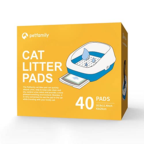 Petfamily Cat Litter Box Pads-Generic Refill for Tidy Cats Breeze Litter System,Litter Box Pads 16.9β x 11.4β-40 Count