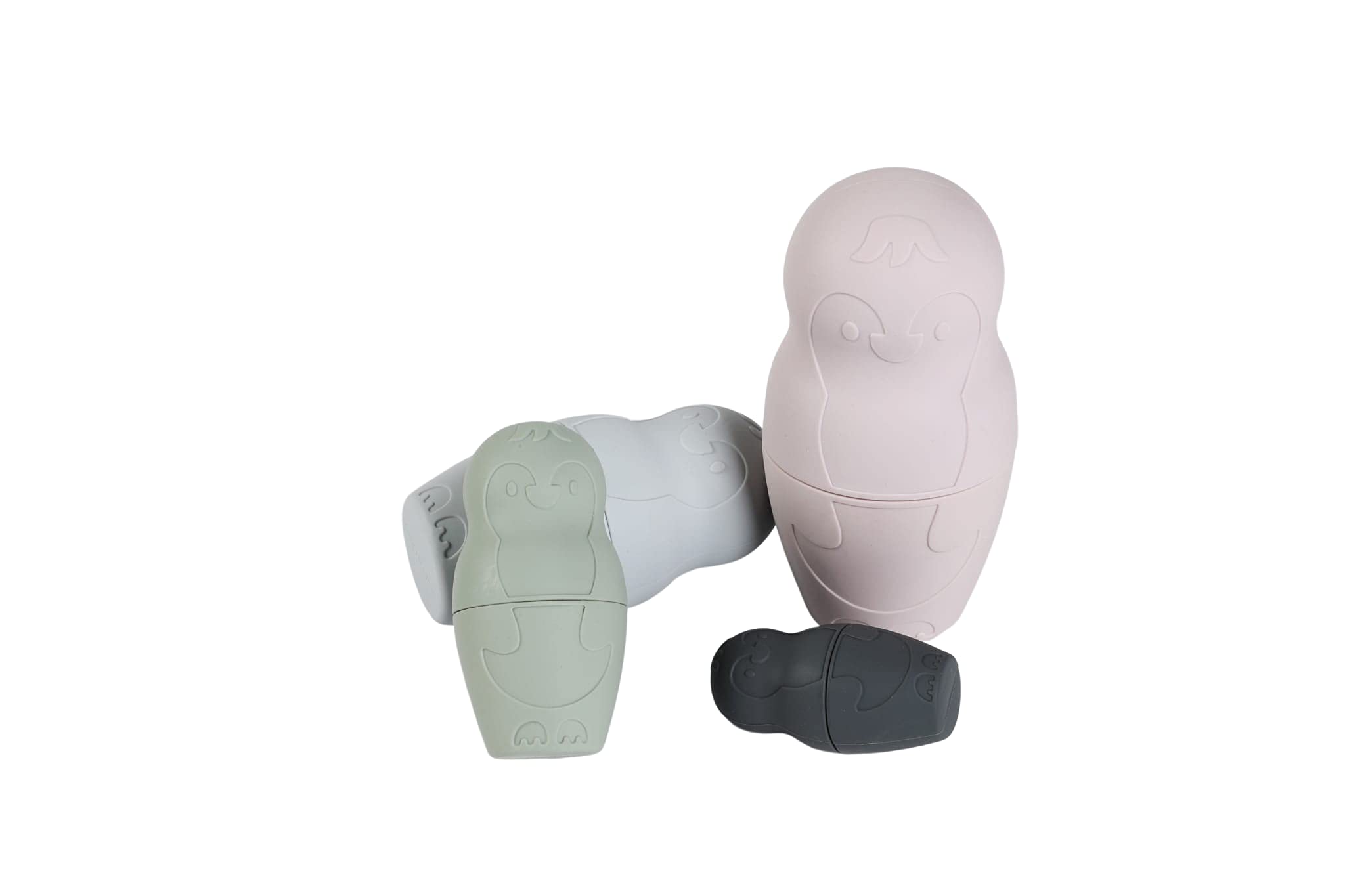 BraveJusticeKidsCo. Puffy Penguins Toddler (1+) Silicone Stacking Nesting Dolls Toy : No Small Parts for Baby