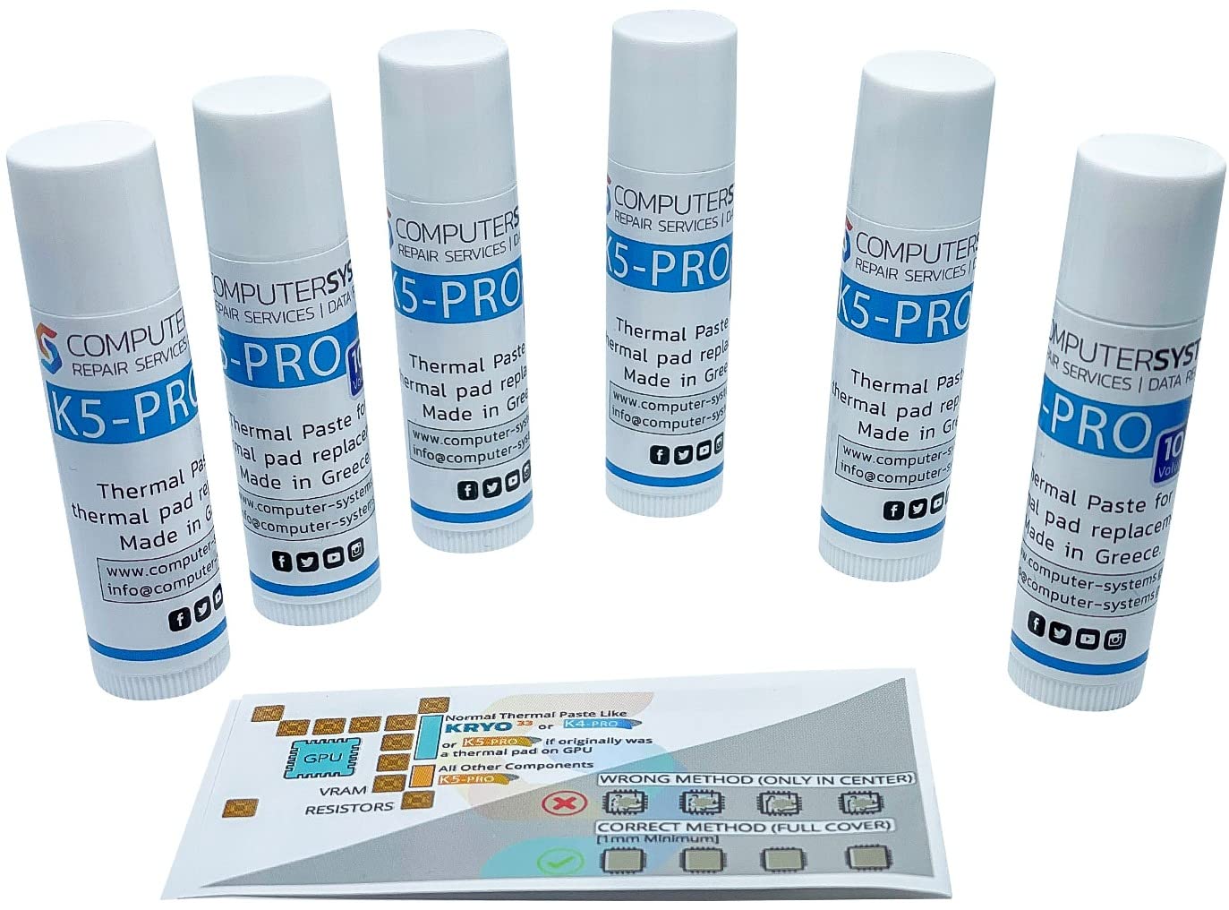 COMPUTERSYSTEMS REPAIR SERVICES DATA RECOVERY K5 PRO Viscous Thermal Paste for Thermal pad Replacement 60g 6X10g Pack (iPhone, Apple iMac, Sony PS4 & PS3, Xbox, Acer Aspire etc), CSGR