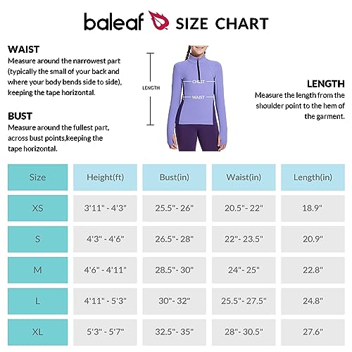 BALEAF Fleece Long Sleeve Shirts, Girls Fall Jacket Half Zip Sweatshirts Horse Riding Camping Thermal Coat Kids Purple M
