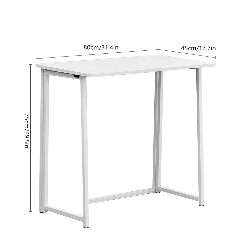 4HOMART Folding Desk, Small Foldable White Computer Desk, Home Office Laptop Table Writing Desk, Compact Study Reading Table for Small Space