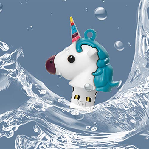 USB Flash Drive, 8GB / 16GB / 32GB / 64GB Cute Silicone USB 2.0 USB Memory Stick Data Storage Pendrive Thumb Drives (64GB, Blue Unicorn)