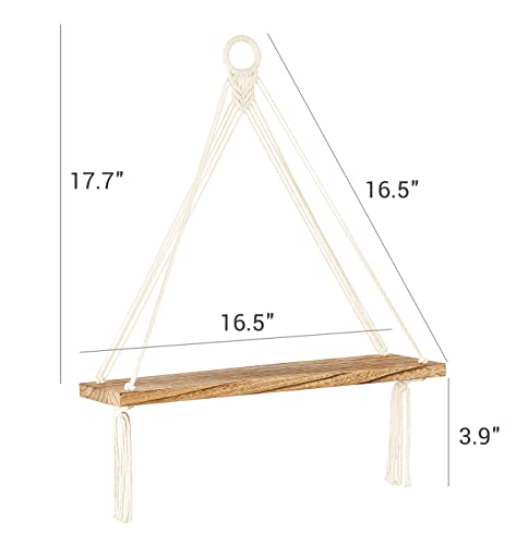 Dahey Stuffed Animal Storage Net Hammock and Macrame Hanging Shelf for Nursery Bedroom Bathroom Living Room Dorm Room