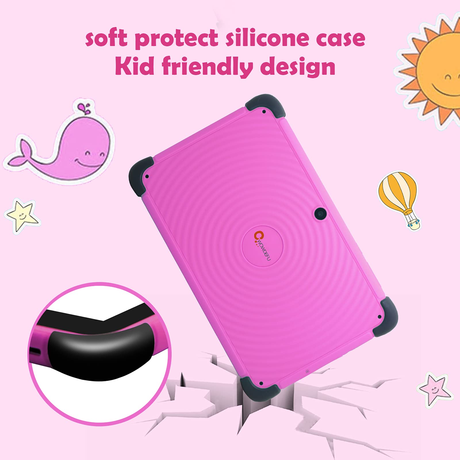 8 inch Kids Tablet Android Tablets for Kids,AX WiFi 6,1280x800 IPS HD Display,2GB RAM 32GB ROM TF 256GB Toddlers Tablet with Parental Control,5+8MP Camera,WiFi,with Kids-Tablet Case and Stand (Pink)