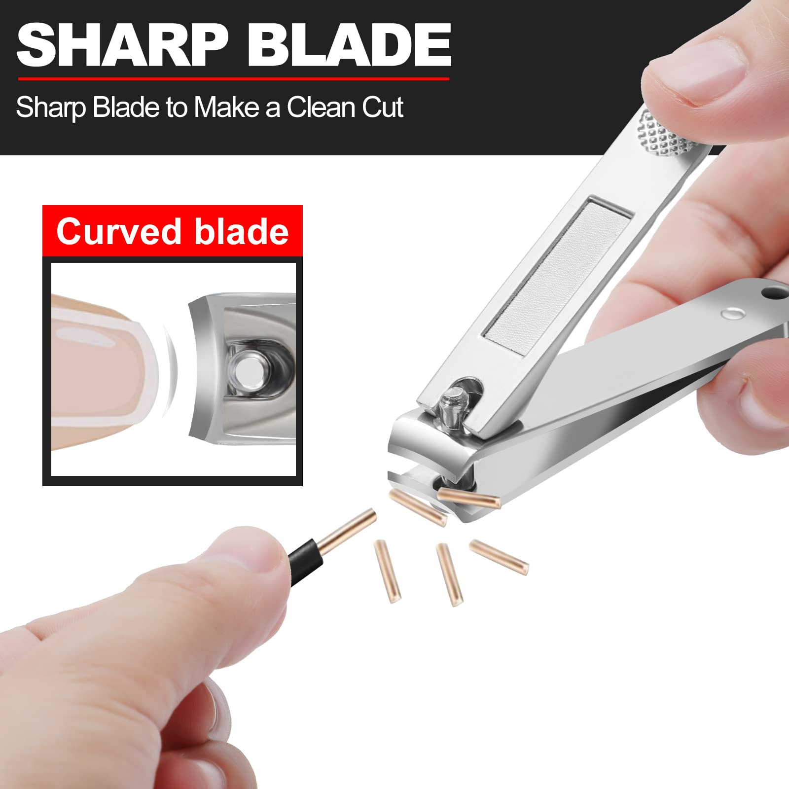 3 Pack Nail Clippers Set- Stainless Steel Fingernail & Toenail Clippers, Sharp Nail Clippers for Thick Nails or Ingrown Nails, Personal Pedicure Kit for Women and Man Gold