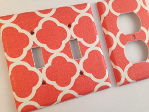 Coral White Quatrefoil Light Switch Cover Various Sizes Offered