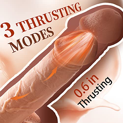 9.6" Sex Toys for Women, Realistic Dildo Vibrator with 3 Thrusting Wriggling Actions & 5 Vibration Modes,Strong Suction Cup for G-spot Anal Stimulation