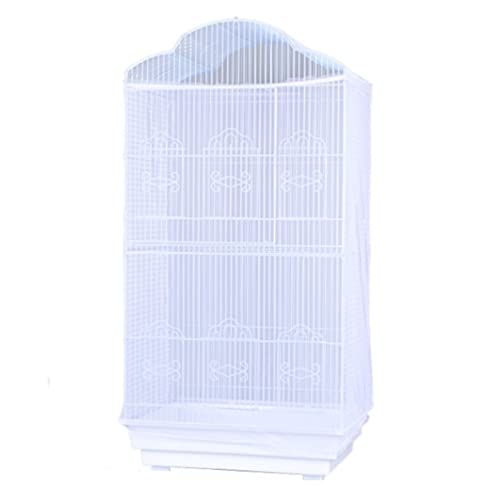 Bird Cage Seed Catcher, Large Airy Gauze Seeds Bird Cage Cover Guard Adjustable Bird Cage Cover Birdcage Seed Feather Catcher Universal Birdcage Parrot Bird Nylon Mesh Net Cover(XL-118x32 in, White)