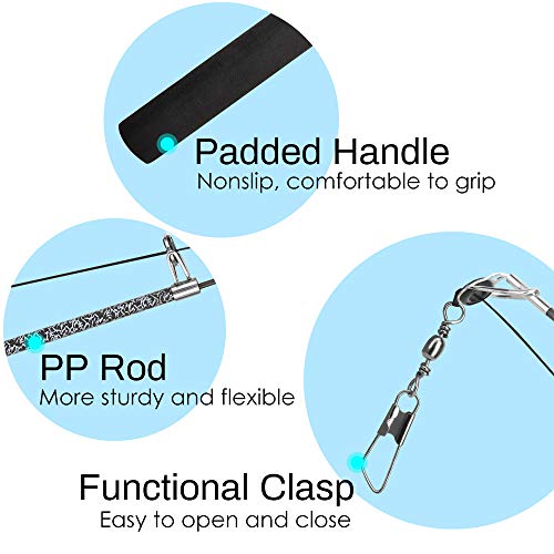 Pawaboo Cat Feather Toys, 4 Pack Interactive Cat feather Teaser Wand Toys, Retractable Fishing Pole Wand Catcher Exerciser with Refill Fish, Dragonfly Worm with Bells, Fun Cat Kitten Kitty Playing Toy