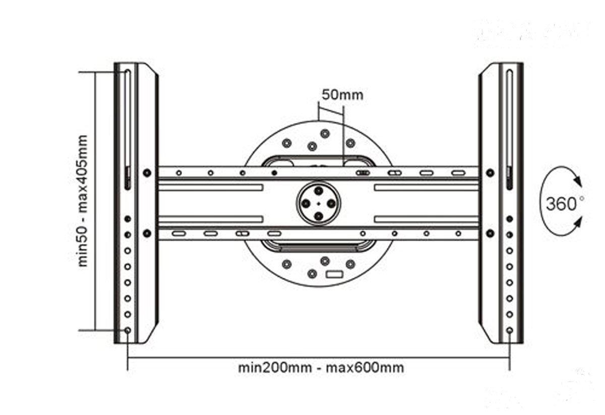 Black Full-Rotation Fixed/Flat Wall Mount Bracket for Sharp PN-Y425 42" inch LED Digital Signage - Fixed/Flat/Rotating
