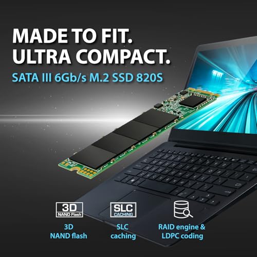 Transcend 120GB MTS820S M.2 2280 SATA3 SSD, Internal Solid State, Compatible with Laptop & PC Desktop - TS120GMTS820S