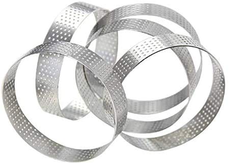 6pcs 8cm Circular Steel Porous Tart Ring Bottom Tower Pie Cake Baking Tools Heat-Resistant Perforated Cake Mousse Ring