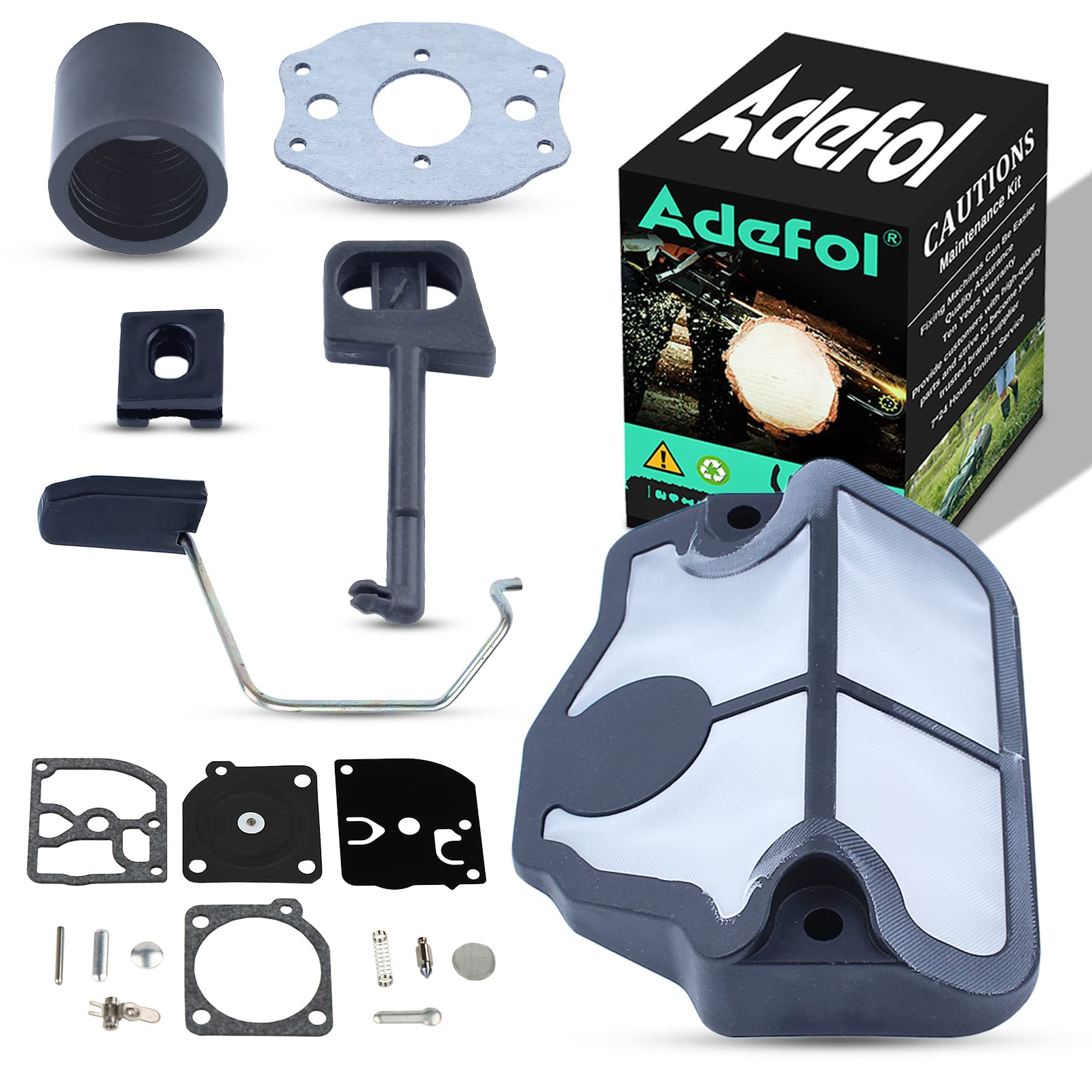 Adefol Air Filter with Carburetor Rebuild Kit Diaphragm Gasket Intake Manifold for Husqvarna 36 41 136 137 141 142 Gas Chainsaw
