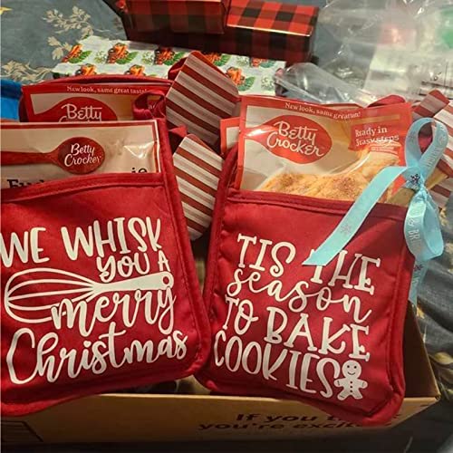 6PCS Christmas Pot Rack Baking Kit,Christmas Oven Mitts Ornament, Christmas Pot Holder Baking Kit,Kitchen Cooking Baking Gift for Friends Coworker Family