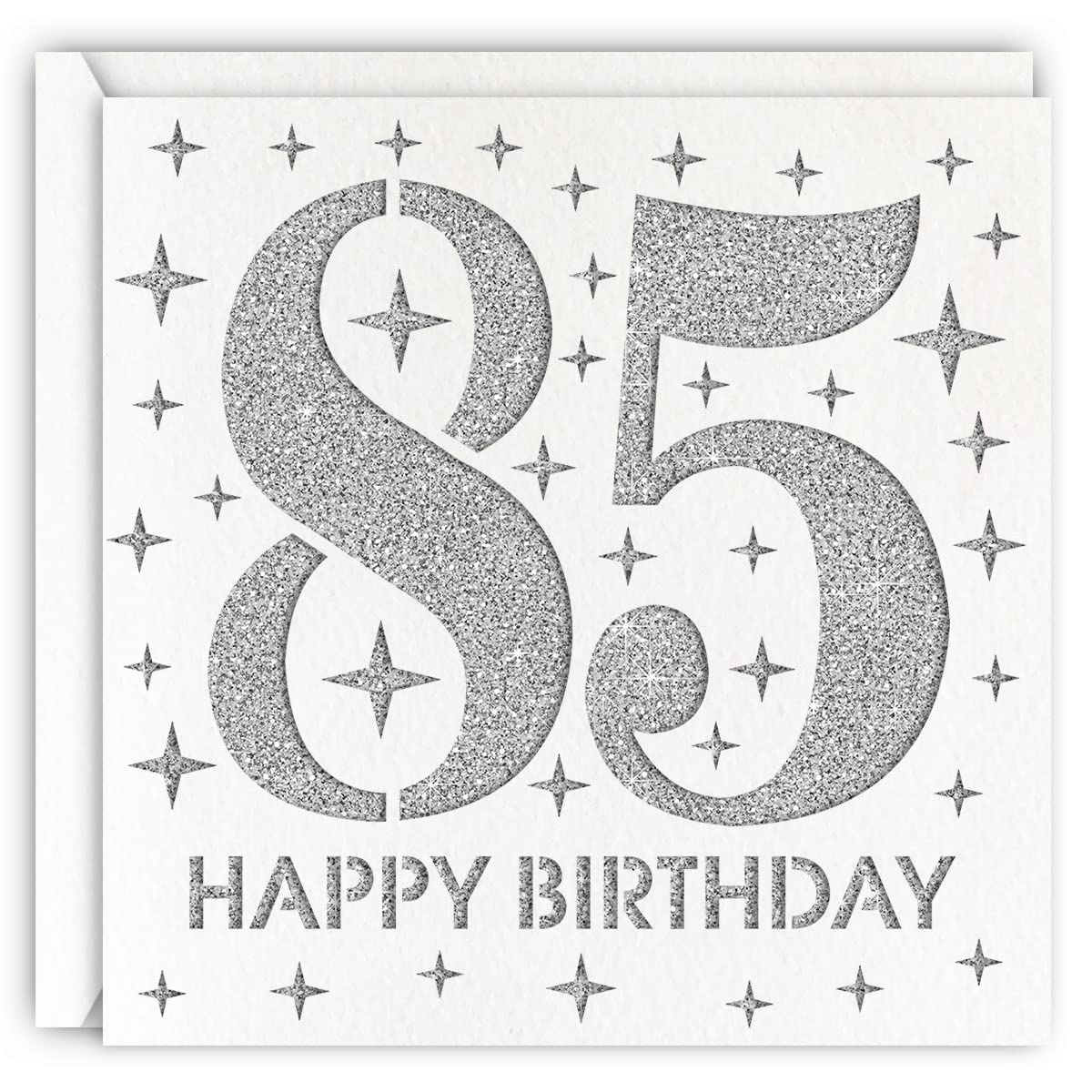 MAGJUCHE Silver 85th Birthday Card, Laser Cut Glitter Woman Man Age 85 Gift For Grandfather, Father