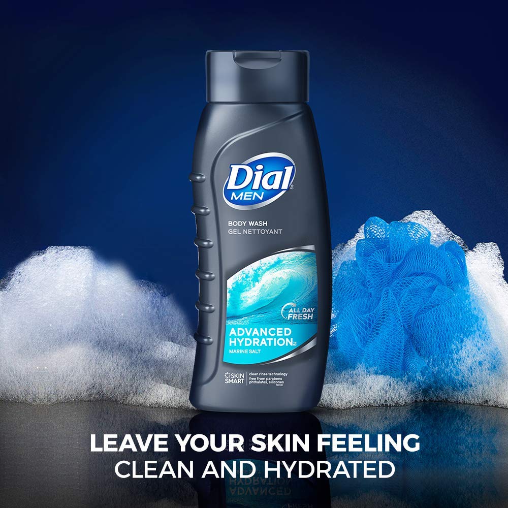 Dial Men Body Wash, Advanced Hydration, 16 fl oz (Pack of 6)