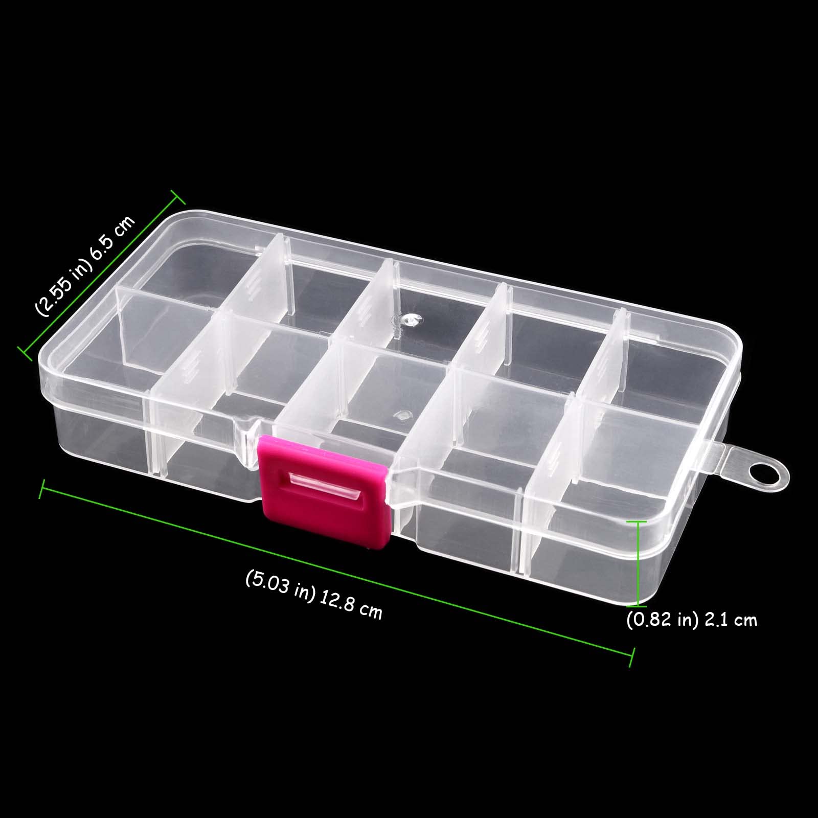 TAICHEUT 32 Pack 10 Grid Plastic Jewelry Organizer Box, 5 x 2.5 Inch Plastic Box with Removable Dividers Clear Divider Storage Box for Beads, Jewelry and DIY Crafts