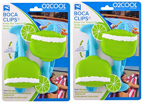 O2COOL Bocaclips - Beach Towel Clips for Beach Chairs, Patio and Pool Accessories Clothes Pins or Bag Clips - (Margarita) 4 Clips