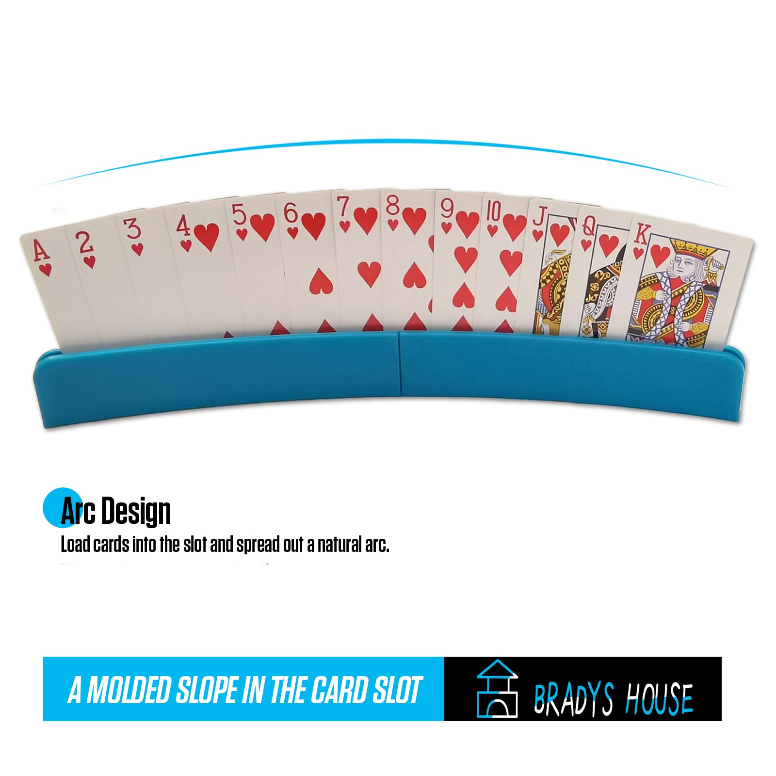BRADYS HOUSE Card Holder for Playing Cards Foldable 4 Pieces | Plastic Playing Card Holders for Kids Adults & Seniors | 13 Inches Curved Game Card Organizer Holder Racks