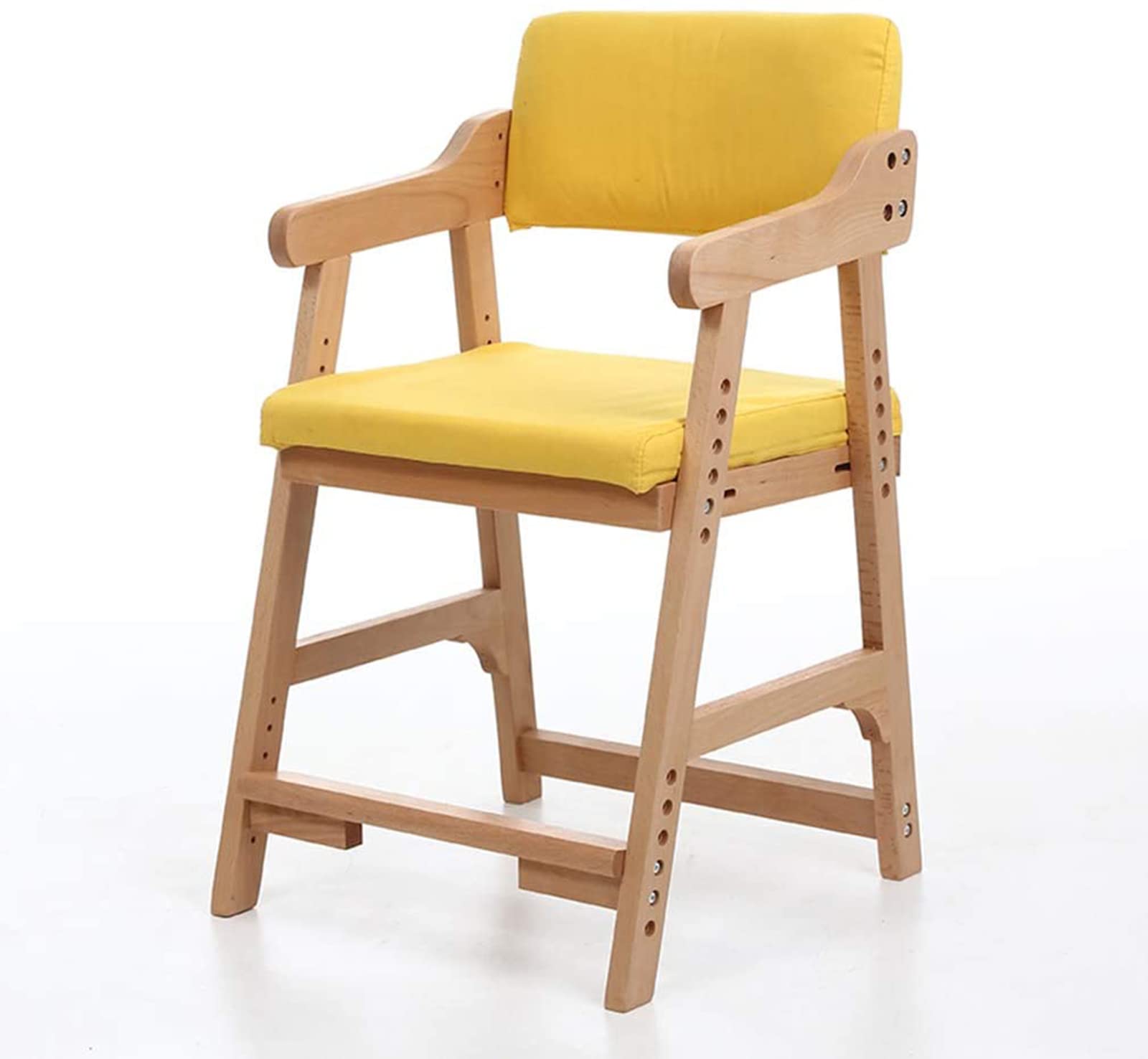 LTT LT Student Safety Chair, Work Chair, Child Work Seat with Armrests, 6 Height Adjustable Children Chair Solid Wood, Suitable for Children of Different Ages,Yellow