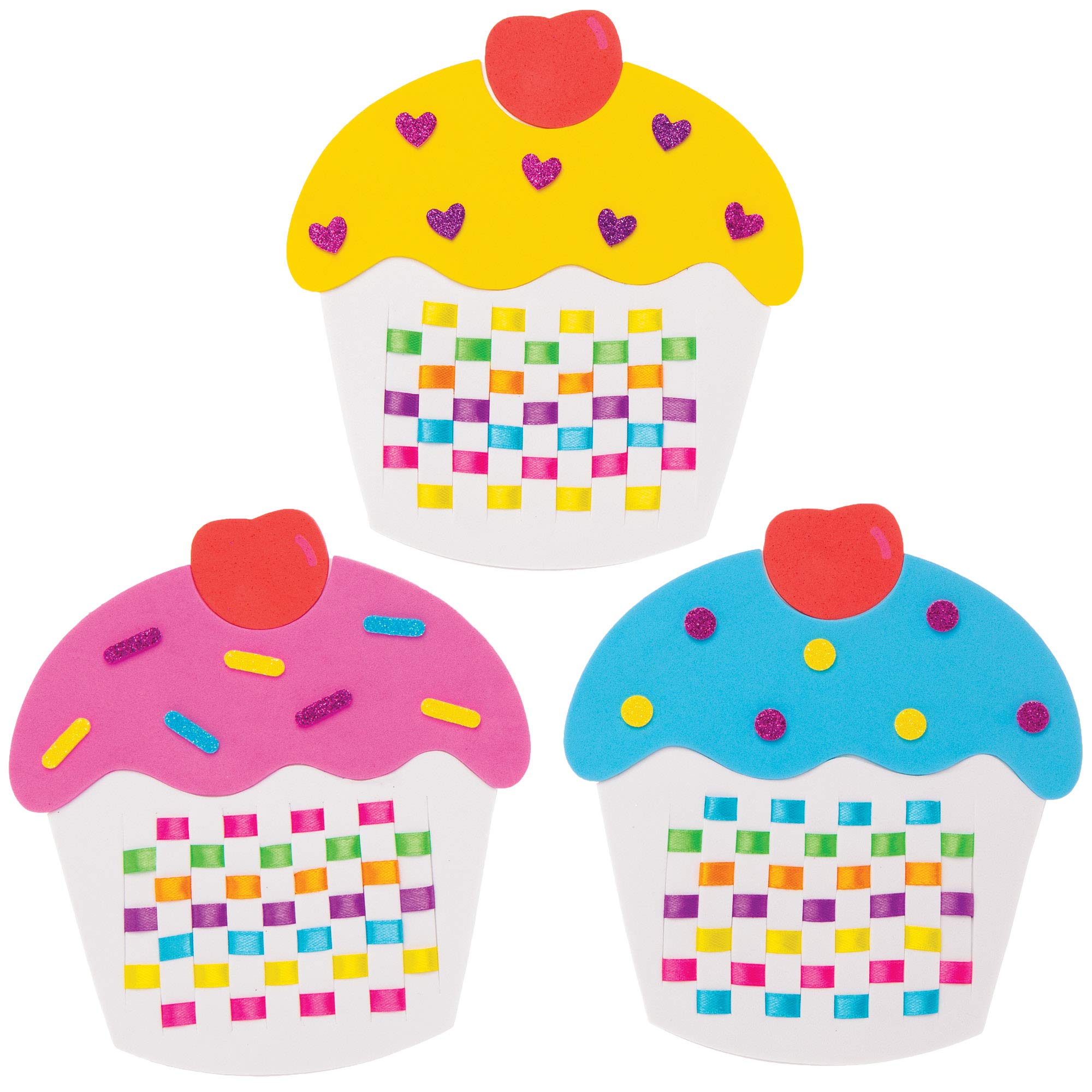 Baker Ross AT394 Cupcake Weaving Kits - Pack of 6, Introductory Sewing for Beginners and for Kids Arts and Crafts Projects