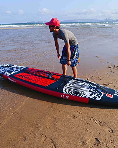 A&BBOARD Paddleboard Inflatable Paddle Board,ISUP 11'5''x32''x6'' Stand Up Paddle Board Standing Boat for Adult, Inflatable Paddle Boards for Adults 350lbs Capacity,15PSI Pressure(Black & Red)
