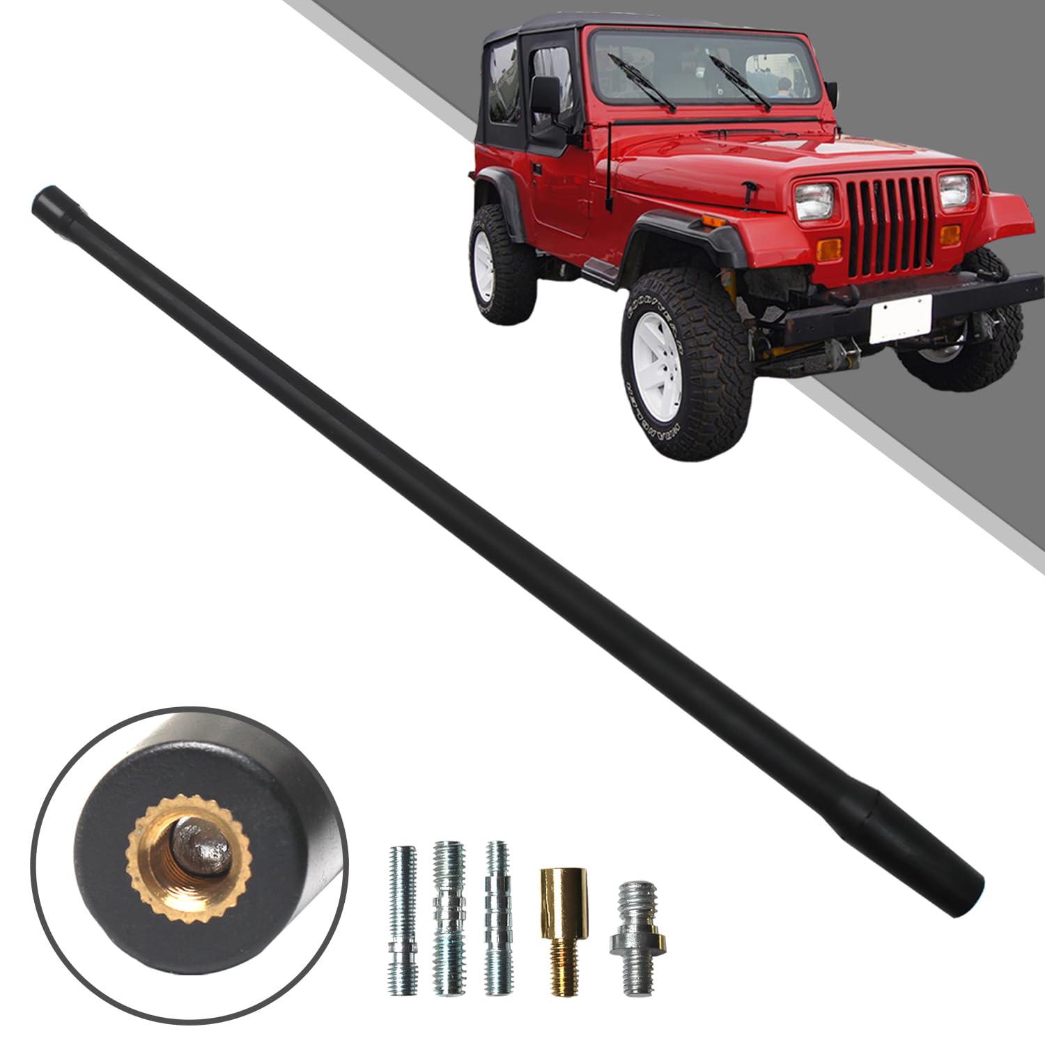 Beneges 4 Inch Stubby Replacement Antenna Compatible with 2007-2019 Jeep Wrangler JK JKU JL JLU, Optimized FM/AM Reception.