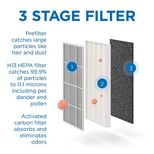 Medify Air MA-15 Air Purifier with H13 True HEPA Filter | 330 sq ft Coverage | for Allergens, Wildfire Smoke, Dust, Odors, Pollen, Pet Dander | Quiet 99.7% Removal to 0.1 Microns | Silver, 2-Pack