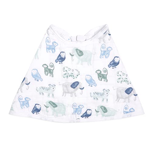 aden + anais Essentials Burpy Bib, 100% Cotton Muslin, Soft Absorbent 4 Layers, Multi-Use Burp Cloth and Bib, 22.5" X 11", Single, Time to Dream - Happy Tales