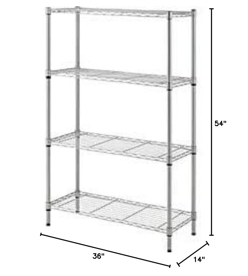 Lorell Light-Duty Wire Shelving Storage Rack, 54" x 36" x 14", Silver