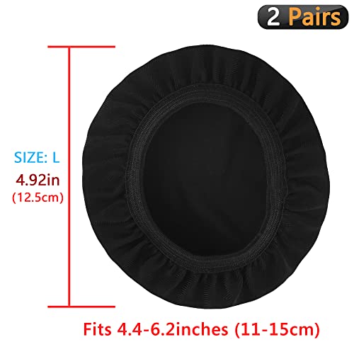 Geekria 2 Pairs Flex Fabric Headphones Ear Covers, Washable & Stretchable Sanitary Earcup Protectors for Large Over-Ear Headset Ear Pads, Sweat Cover for Gym, Gaming (L/Black)