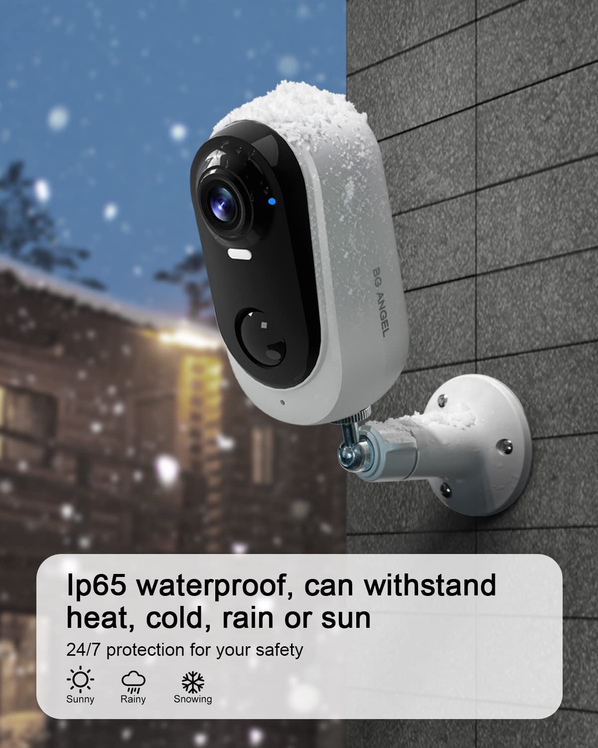BG ANGEL Security Camera Outdoor, Wireless 1080P Home Surveillance Cameras, WiFi Camera Rechargeable Battery Powered w/Color Night Vision, PIR Motion Detection Sensor, Siren Alarm, 2-Way Audio, IP65
