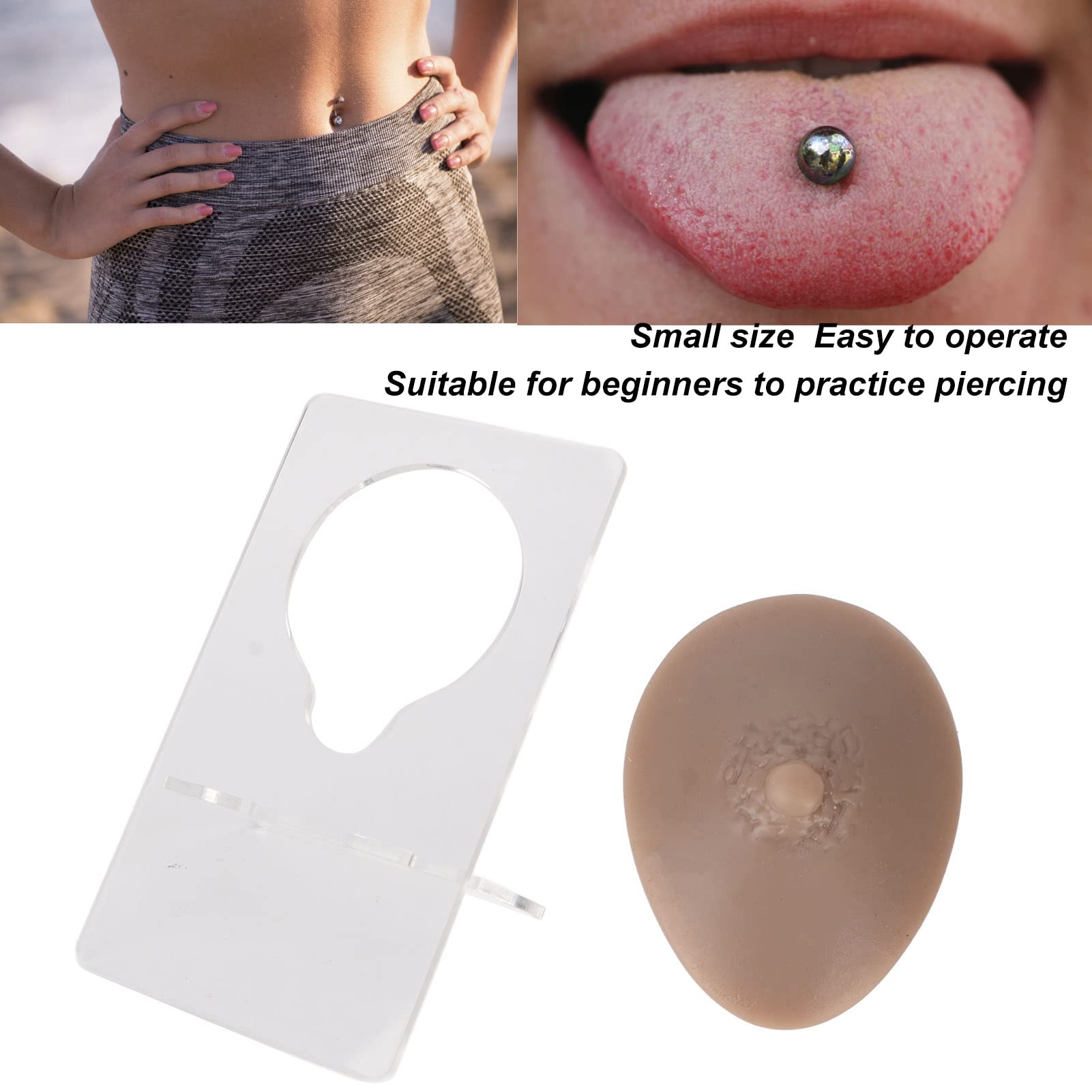 3D Nipple Model, Single Soft Silicone Elastic Simulation Reusable Model with Holder, Simulation Soft Flexible Nipple Display Props for Body Piercing Practice and Jewelry Display (Light Skin Colour)