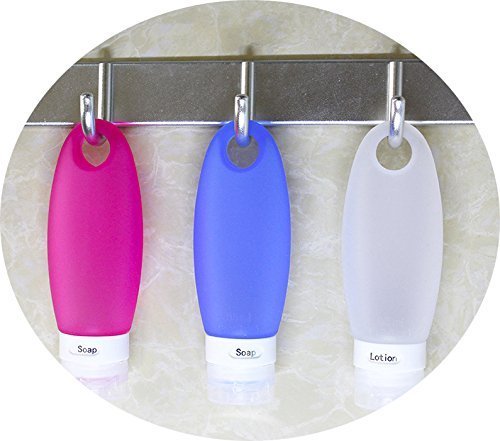 Fullplus Portable Silicone Squeezable Bottles Refillable Cosmetic Gym Containers Travel TSA Approved Tube Set with Shower Lanyard for Shampoo Lotion(3.3 oz,Pack of 4)