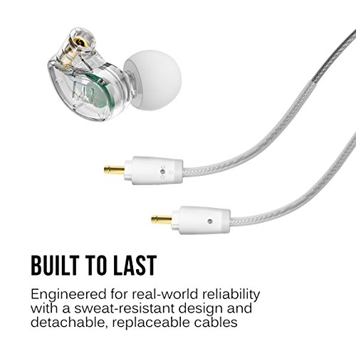 MEE audio M6 PRO In Ear Monitor Headphones for Musicians, 2nd Gen Model With Upgraded Sound, Memory Wire Earhooks & Replaceable Cables, Noise Isolating Professional Earbuds, 2 Cords Included (Clear)