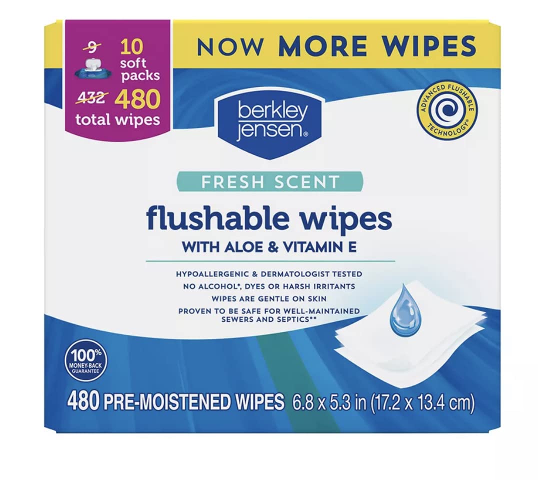 Berkley and Jensen Flushable Cleansing Wipes, 432 ct.