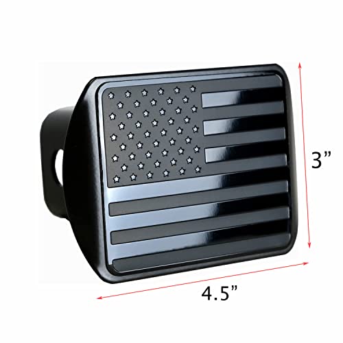 eVerHITCH USA Stainless Steel Flag Emblem Metal Hitch Cover with Pin Bolt (Fits 2" Receivers, Black)