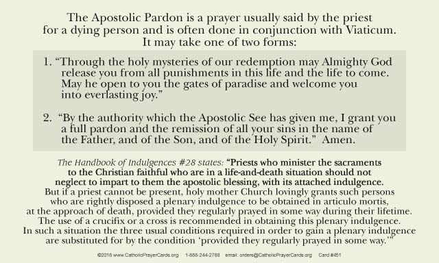 Apostolic Pardon Large Holy Card (5-pack) with Two Free Prayer Cards Included