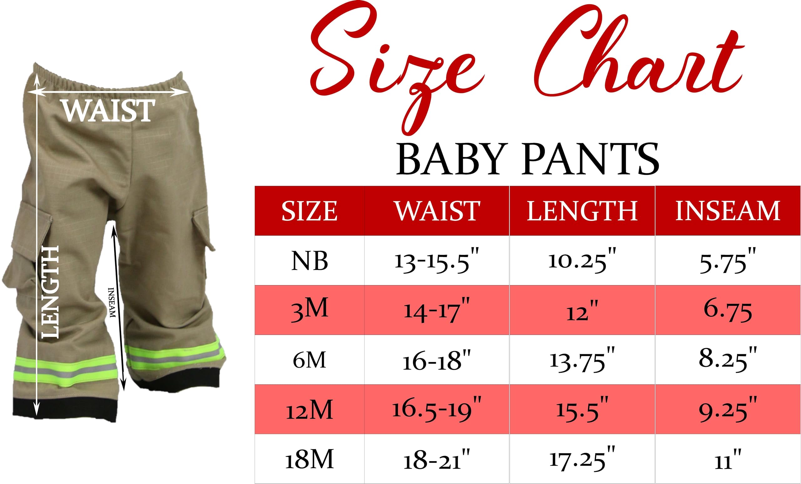 Fully Involved Stitching Firefighter Tan/Yellow Baby Turnout Pants (18 Months)