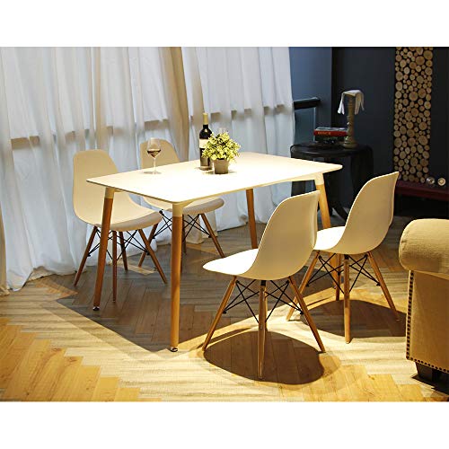 GIA Contemporary Armless Dining Chair with Wood Legs, Set of 4, White