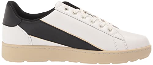 A|X Armani Exchange Men's Elevated Stripe Logo Colorblock Action Leather Sneaker, White/Black, 8.5