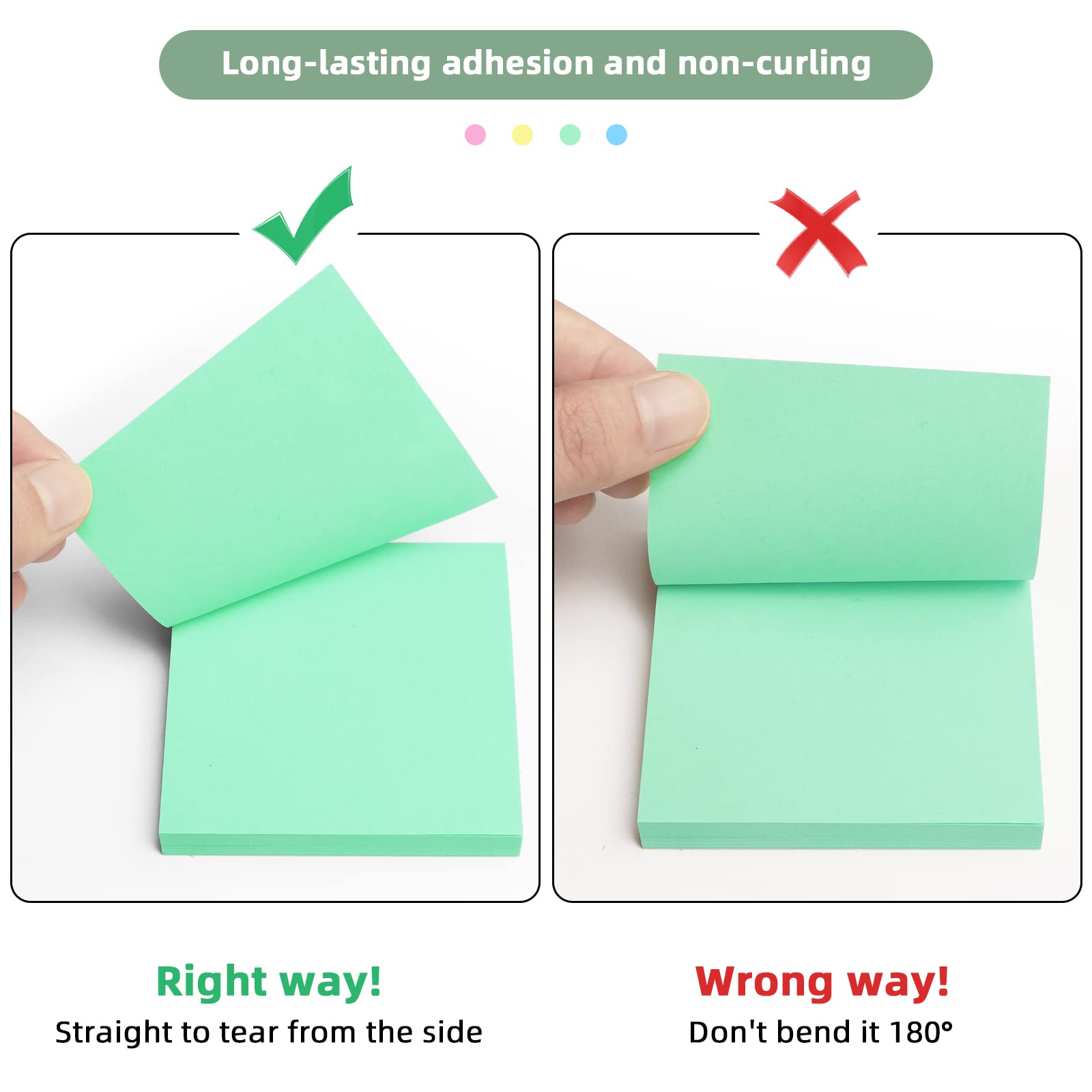 8 Packs Colored Sticky Notes, 3"x3" Self-Stick Pads with 640 Sheets in Total, 80 Sheets/Pack, Perfect for Office, Home, School, Meetings