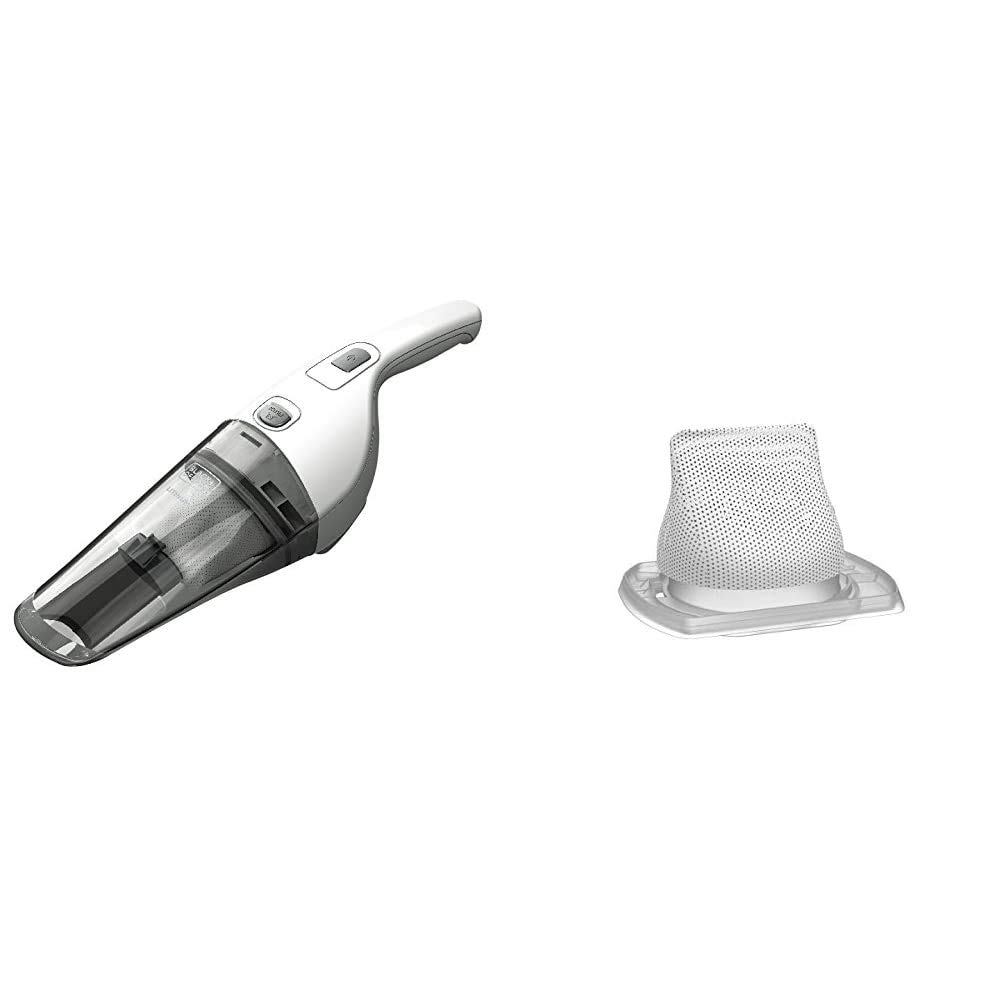 BLACK+DECKER Handheld Vacuum 2Ah, Power White with Replacement Filter (HNV220BCZ10FF & HNVCF10)