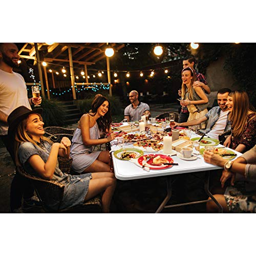 Plastic Development Group 806 Outdoor/Indoor 6 Foot Fold in Half Plastic Resin Folding Banquet, Dining, Card Table, White