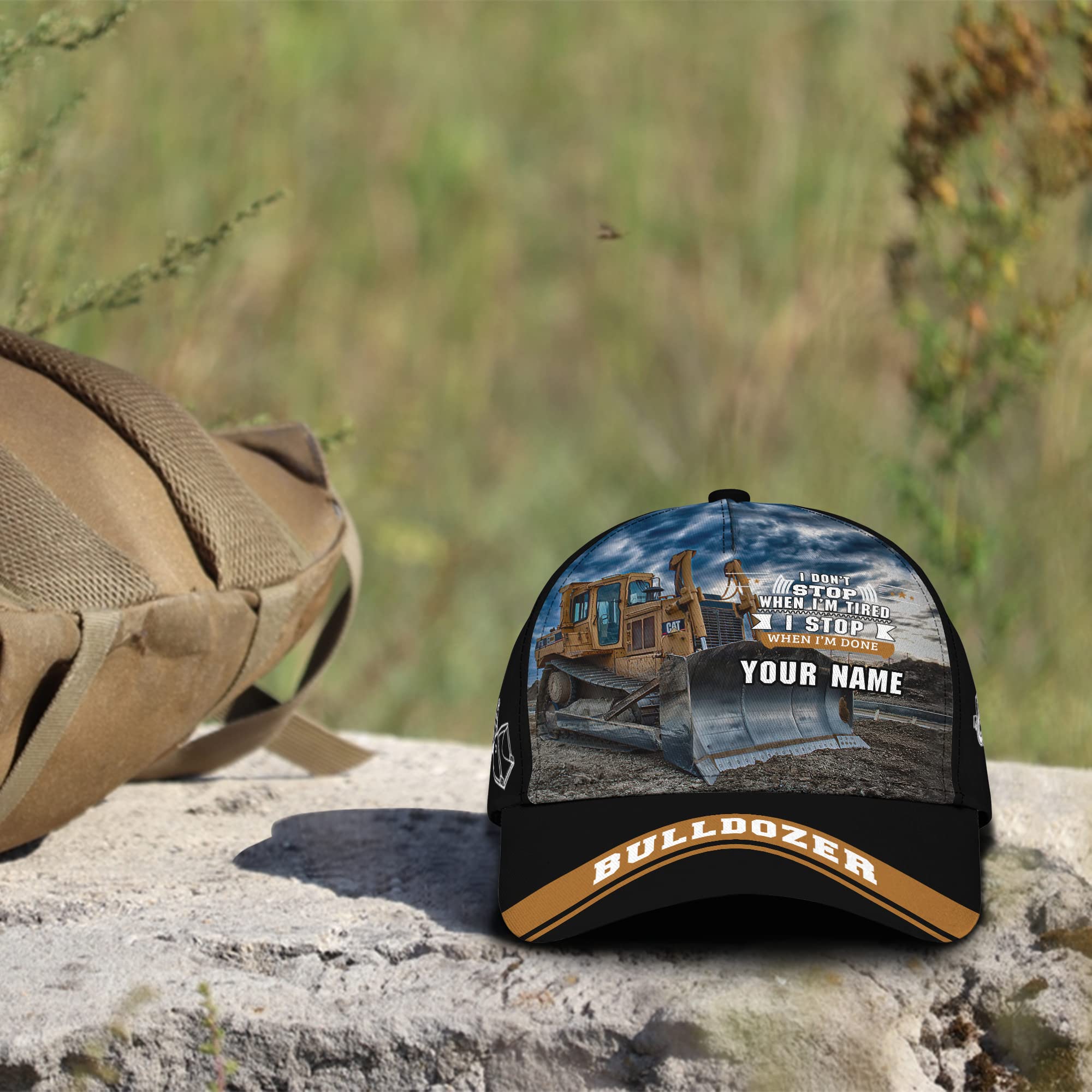 3D Printing Personalized Caterpillar Bulldozer Snapback Cap Dozer Headwear for Men Multicolor