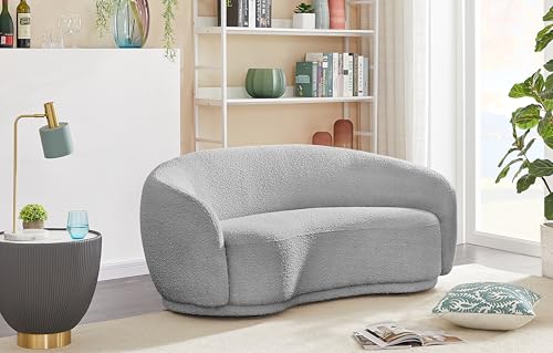 Meridian Furniture 693Grey-L Hyde Collection Modern | Contemporary Boucle Fabric Upholstered Loveseat, Grey, 64" W x 38" D x 27.5" H