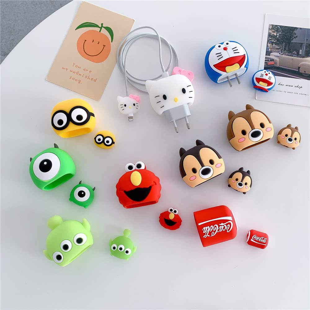 3D Protective Case for iPhone 20W USB-C Power Adapter Charger USB Lightning Cable, Cute Cartoon Series Soft Silicone Fast Lightning Chargers Cable Protective Cover for iPhone Charger (Boba Milk Tea)