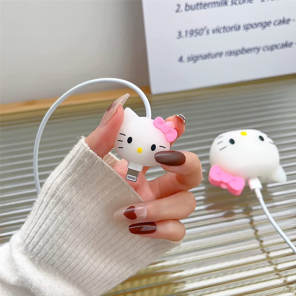 3D Protective Case for iPhone 20W USB-C Power Adapter Charger USB Lightning Cable, Cute Cartoon Series Soft Silicone Fast Lightning Chargers Cable Protective Cover for iPhone Charger (White Cat)