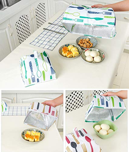 Pack-of-4 Insulated Food Cover Foldable Thermal Food Covers Aluminum Foil Keep Food Warm, Keep Bugs and Dust Isolated, Waterproof Coat, 3 Sizes: 50cm,35cm,20cm