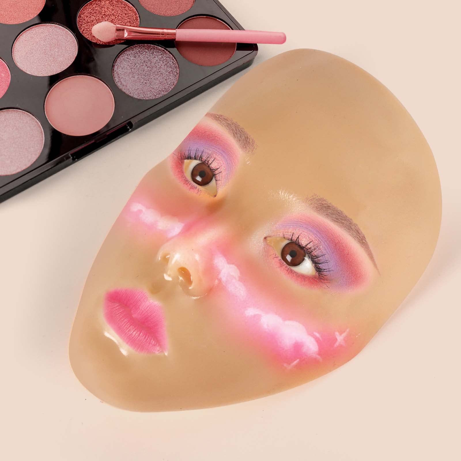 3D Realistic Pad with Cosmetic Brush for Makeup Artist Board Makeup Practice, Makeup Artist's Full Face Practice Eyelash Eye Shadow for Self-taught or Professional Enthusiasts(YELLOW)
